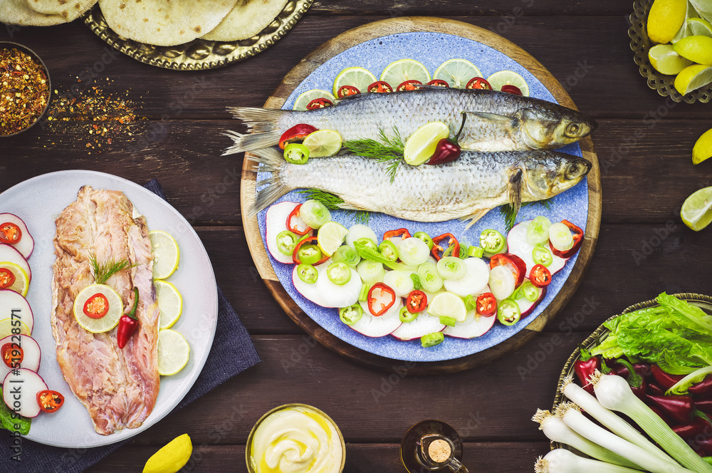 Mediterranean food, Traditional Egyptian fish dish "Feseekh" or "Fesikh ...