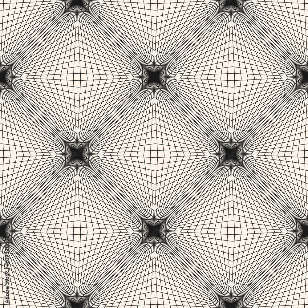 Vector geometric line pattern. Abstract seamless texture with thin broken lines in distorted ...