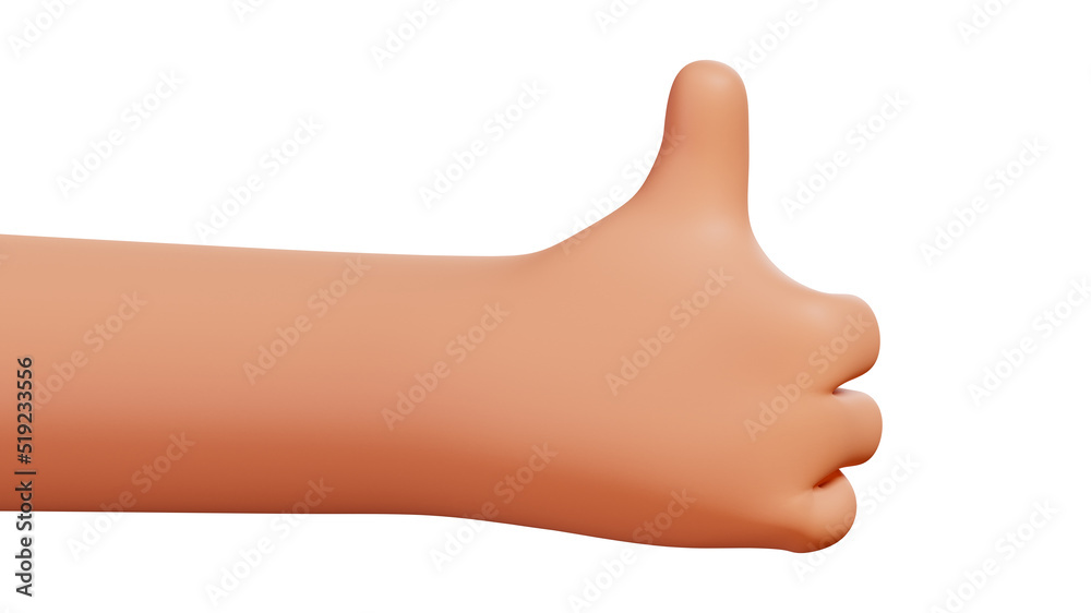 Thumbs Up gesture isolated on a white background, 3d render. Cartoon ...