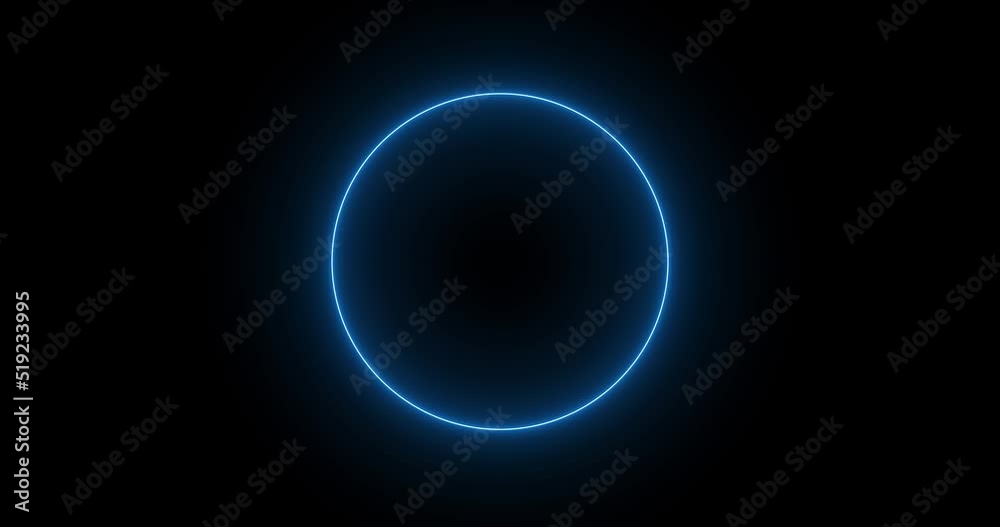 blue neon ring of lightning, energy on a black background. Abstract ...