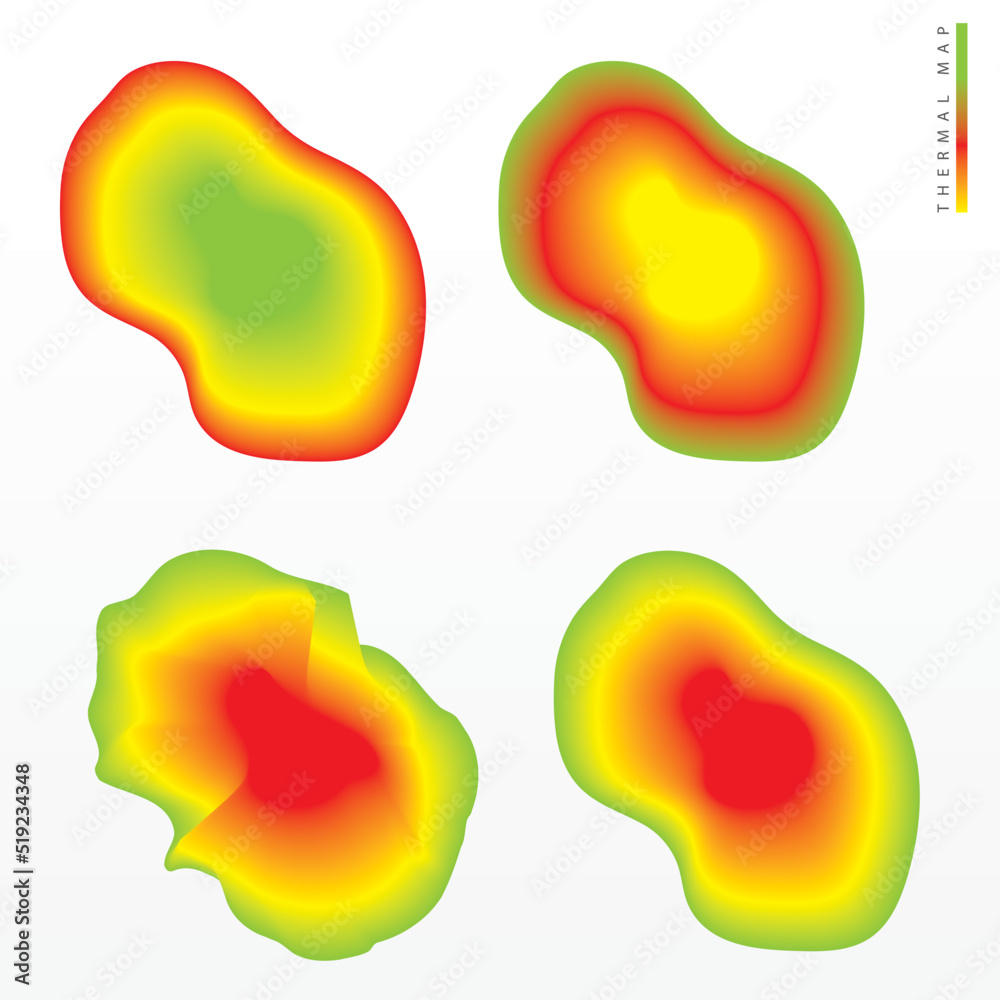 mapa termico, mapa de color, calor, detector de calor Stock ベクター ...