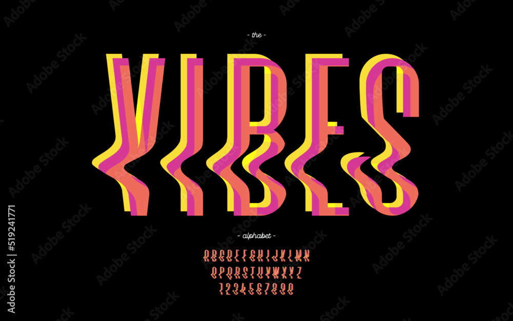 Vector vibes font modern colorful style trendy typography for ...