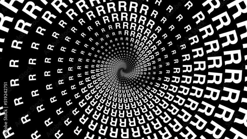 Twisting capital uppercase letter R animation creative. Twirling symbol ...