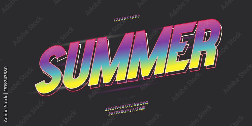 Summer party font 3d bold color style modern typography for decoration ...