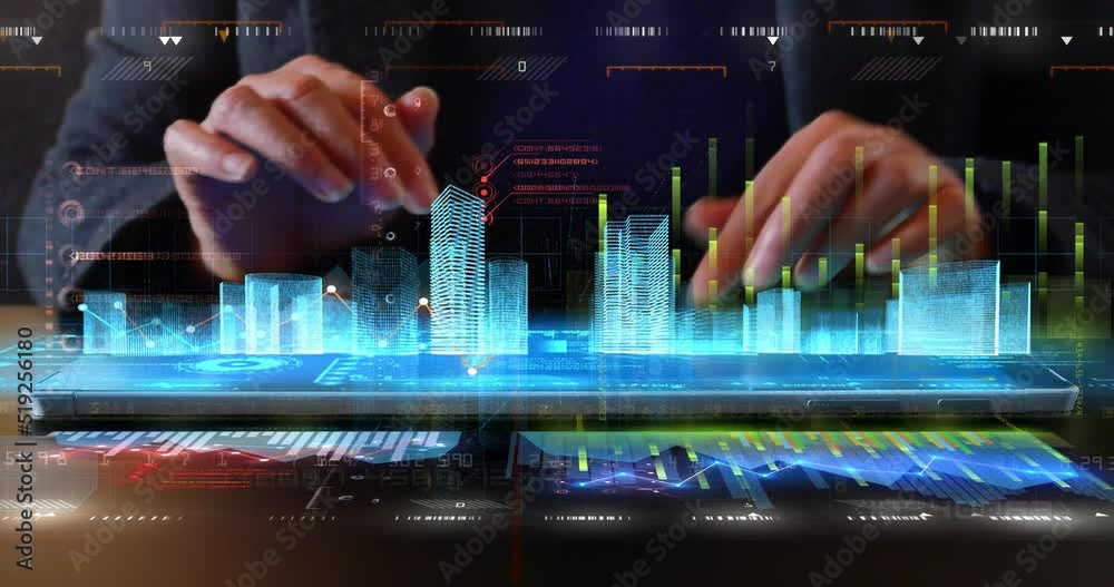 4K Human Finger Turns on Touch Futuristic Screen Button and Activates ...