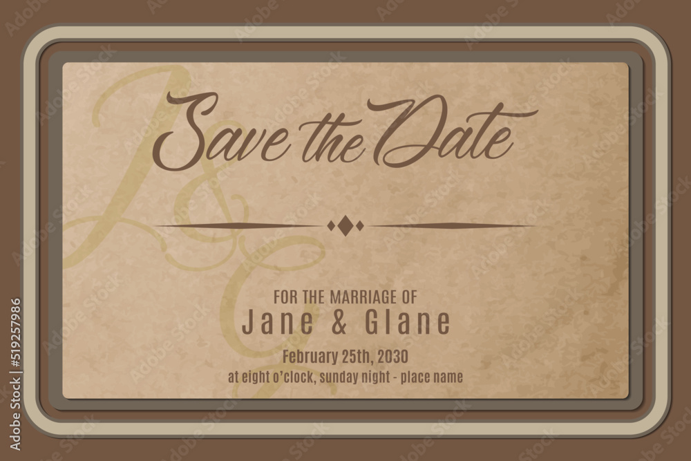 Brown Texture Invitation Card Design, Save the Date Invitation Card ...