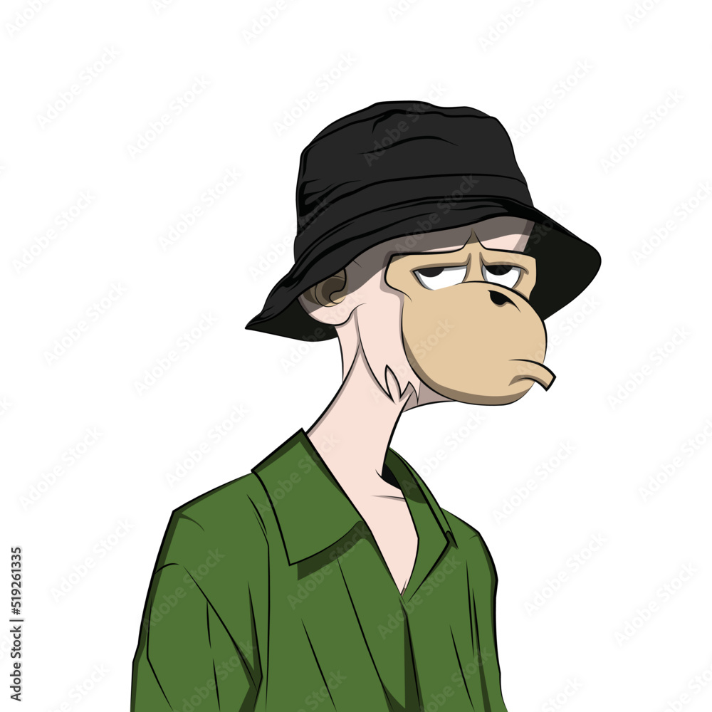 Lazy Monkey 18. green with hat. illustration. vector. wallpapers. cool ...