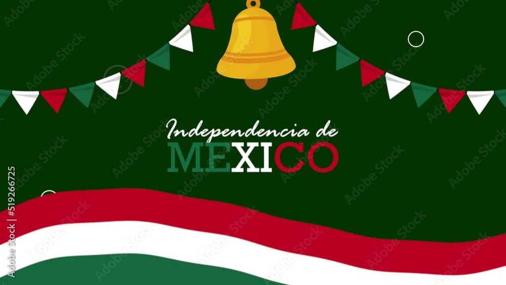 independencia de mexico lettering with flag Stock Video | Adobe Stock