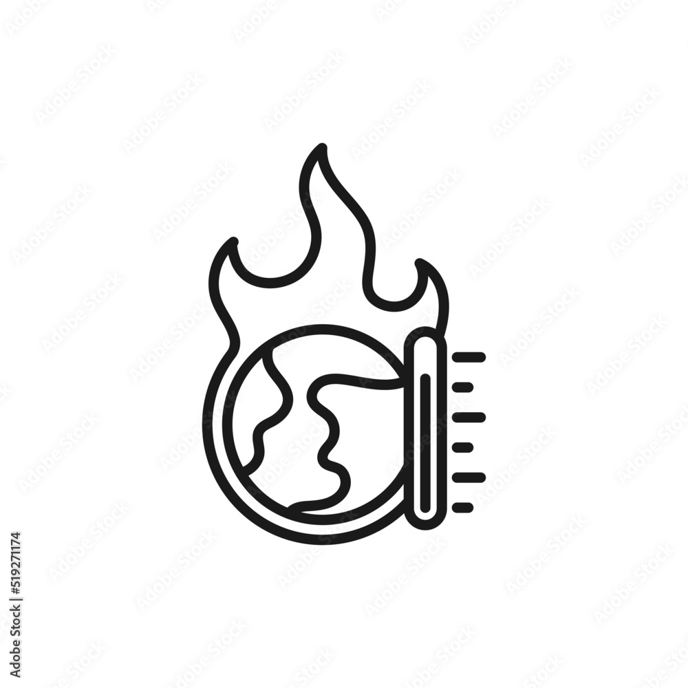 Global Warming line art ecology icon design template vector ...