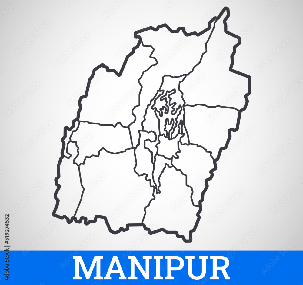 Simple outline map of Manipur District, India. Vector graphic ...