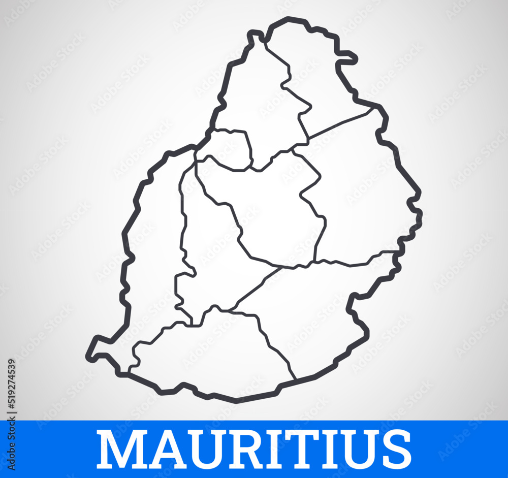 Simple outline map of Mauritius. Vector graphic illustration. Stock ...