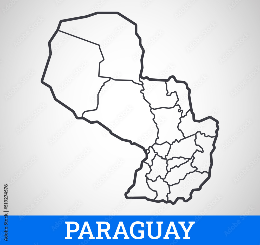 Simple outline map of Paraguay. Vector graphic illustration. Stock ...