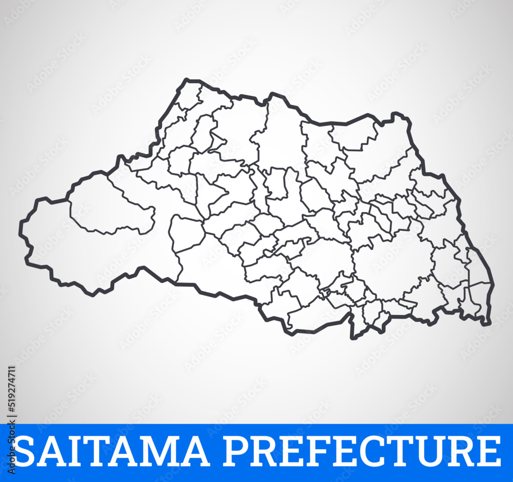 Simple outline map of Saitama Prefecture, Japan. Vector graphic ...