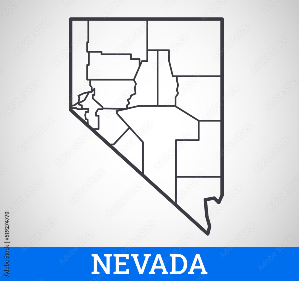 Simple outline map of Nevada, America. Vector graphic illustration ...