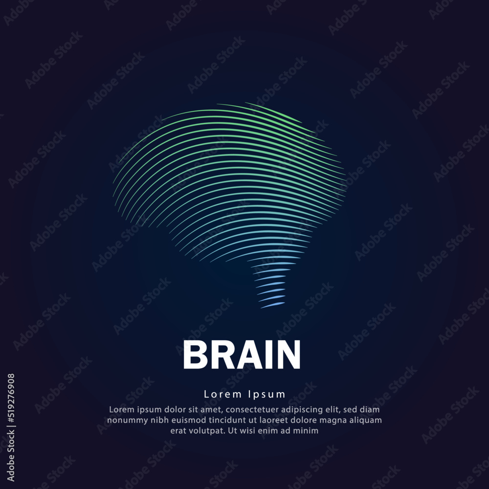Human brain medical structure. Creative simple line art Vector logo ...