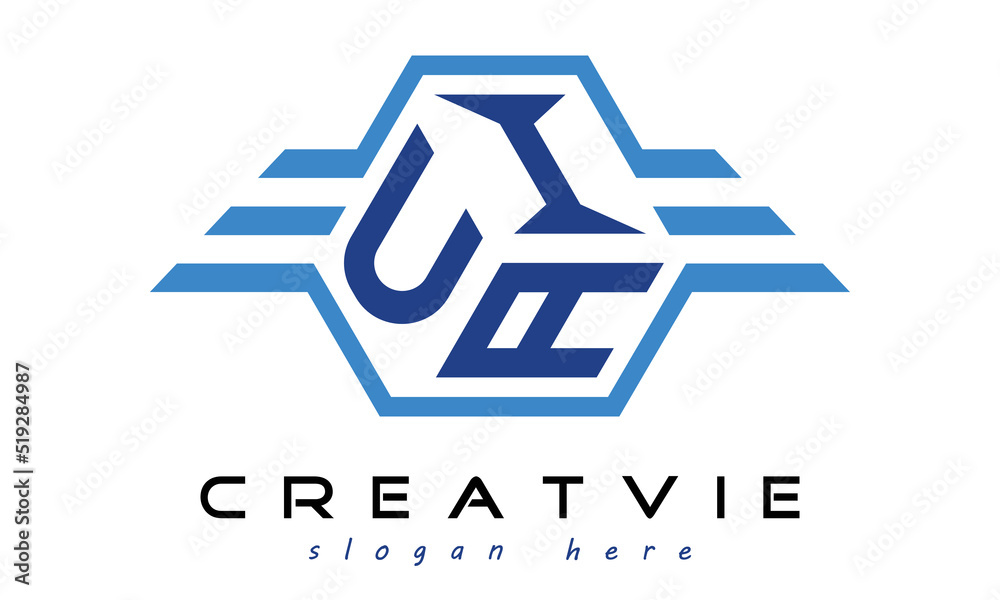 UIA three letter geometrical wings logo design vector template ...
