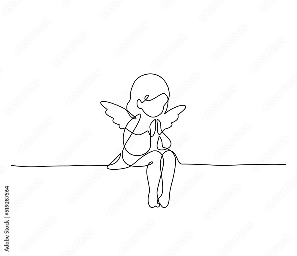 Angel. Continuous line art drawing vector illustration. Stock Vector ... Angel. Continuous line art drawing vector illustration. Stock Vector ...