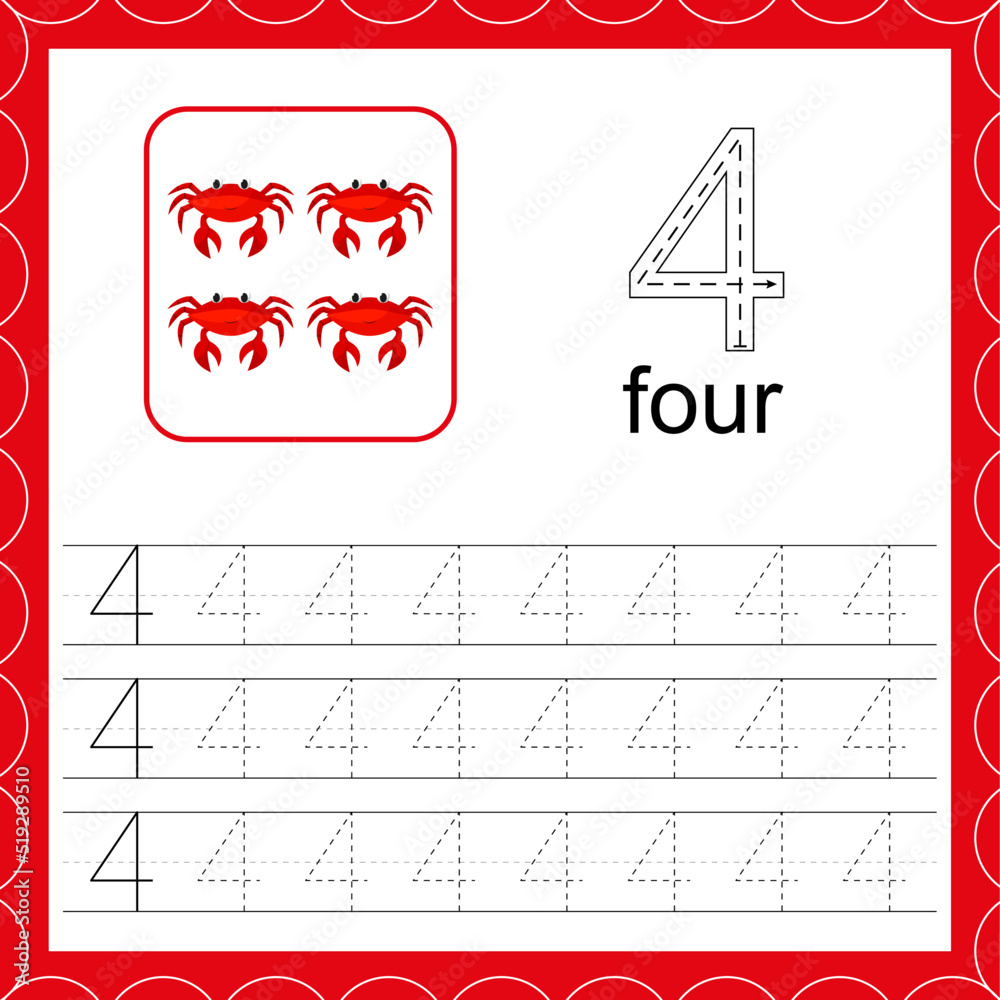 Cards with numbers for children. Trace the line. For kids learning to ...