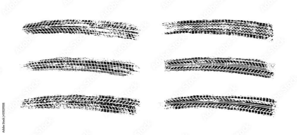 Auto tire tread grunge set. Car and motorcycle tire pattern, wheel tyre ...