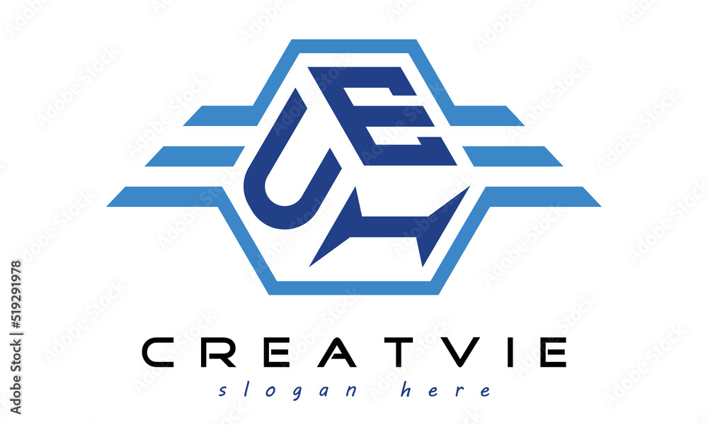 UEI three letter geometrical wings logo design vector template ...