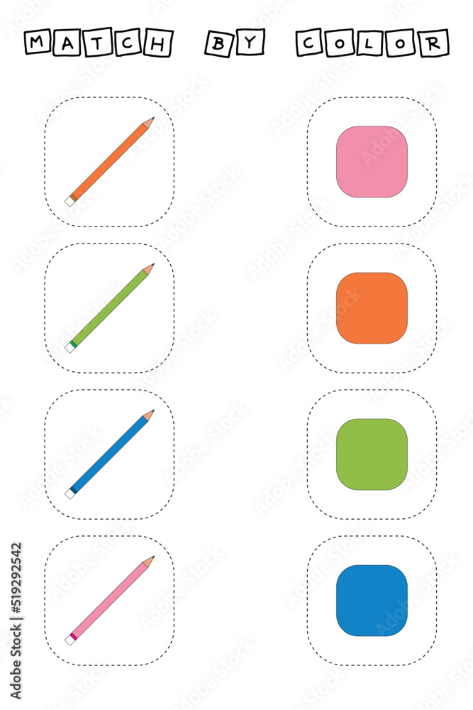 Match the pencils and their colors. Appropriate game. Educational game ...
