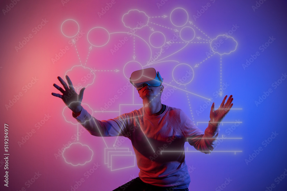 Web3 next generation internet network floating in 3D immersive Stock ...