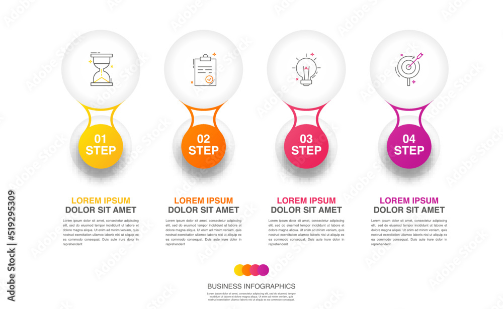 Modern 3D vector illustration. Circular infographic template with four ...