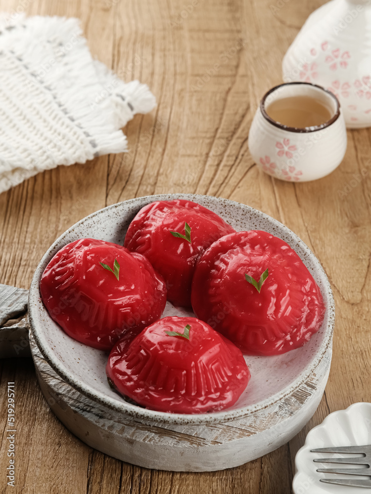 Ang Kue (Kue Ku) or Kue Thok, steamed Chinese pastry of glutinous rice ...