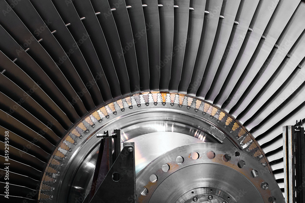 A powerful steam turbine rotor is installed in the lodgment of the ...
