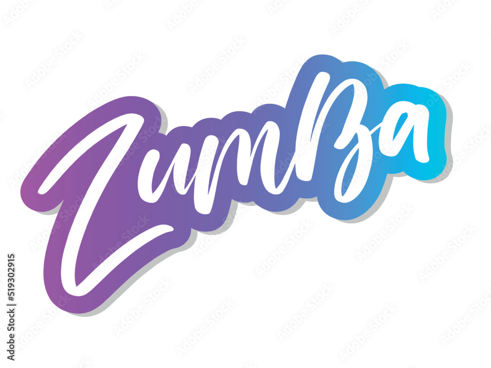 Zumba dance studio text. Calligraphy word banner design. Aerobic ...