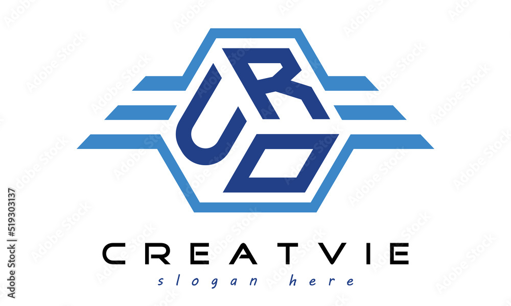 URO three letter geometrical wings logo design vector template ...
