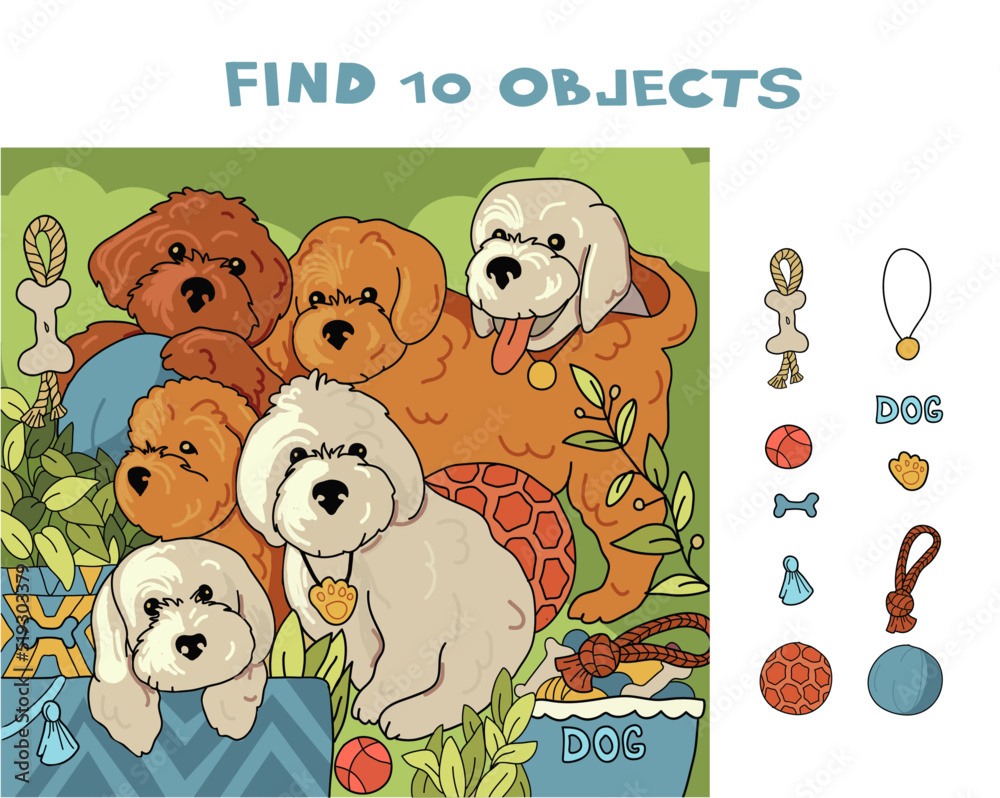 Find 10 hidden objects in the picture. Puzzle. Hidden objects. Vector ... Find 10 hidden objects in the picture. Puzzle. Hidden objects. Vector ...