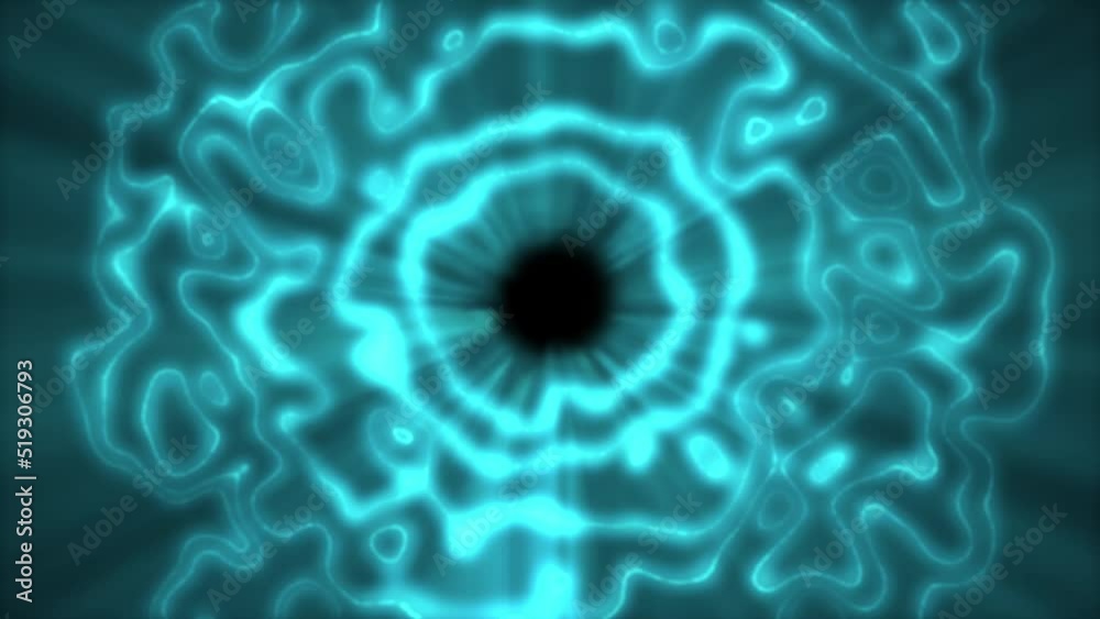 Magic rings like pupil eye tunnel glow abstract overlay on black ...