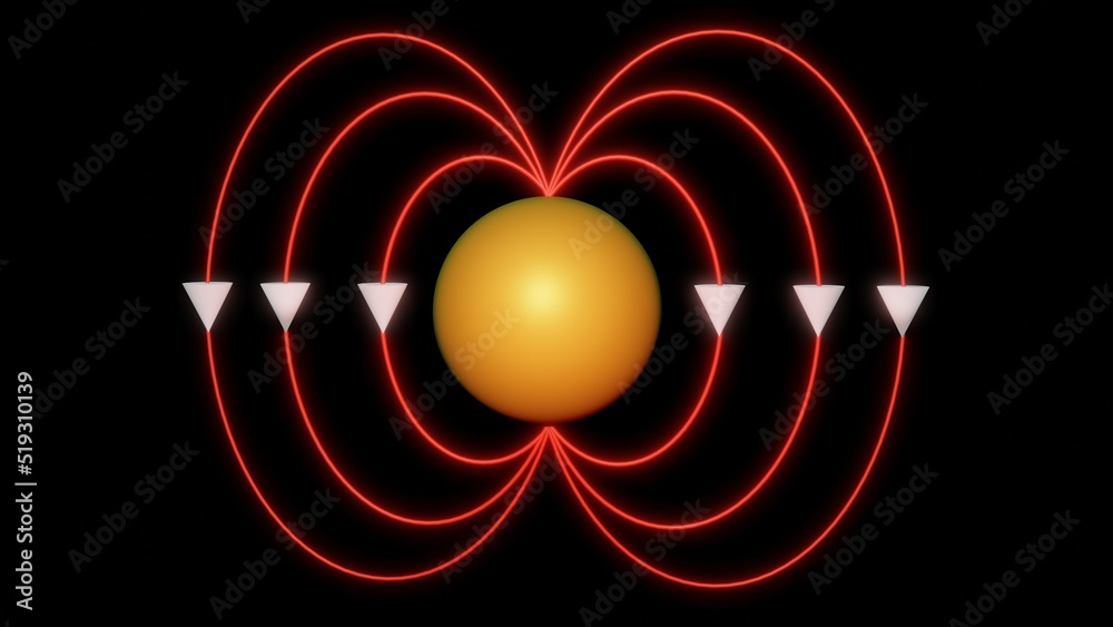 Ilustrace „Spintronics . Magnetic field lines around sphere ...