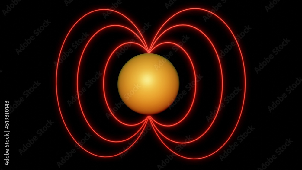 Spintronics . Magnetic field lines around sphere . Elliptical lines ...