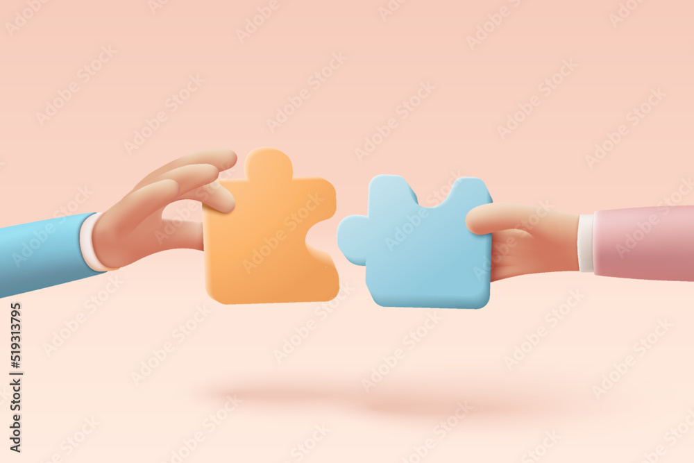 3D jigsaw puzzle pieces symbol of teamwork. Problem-solving, business ... 3D jigsaw puzzle pieces symbol of teamwork. Problem-solving, business ...