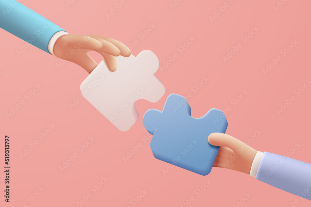 3D jigsaw puzzle pieces symbol of teamwork. Problem-solving, business ... 3D jigsaw puzzle pieces symbol of teamwork. Problem-solving, business ...