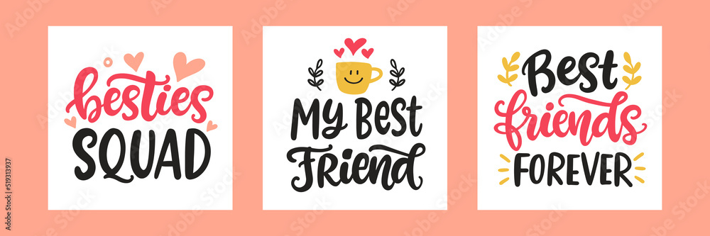 Friendship Day hand lettering phrase set Stock Vector | Adobe Stock