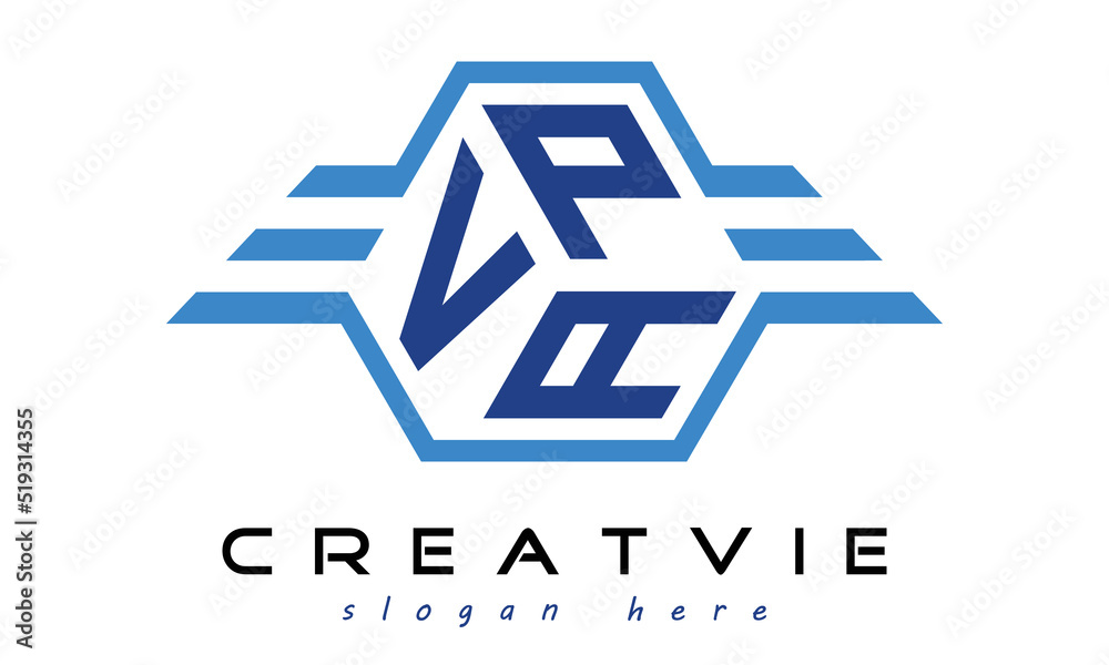VPA three letter geometrical wings logo design vector template ...