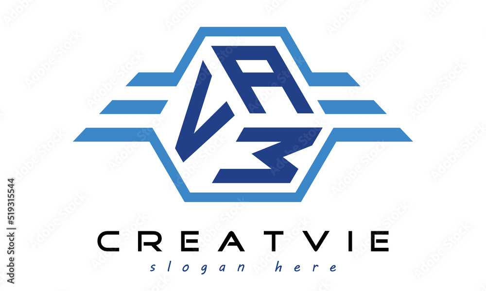 VAW three letter geometrical wings logo design vector template ...