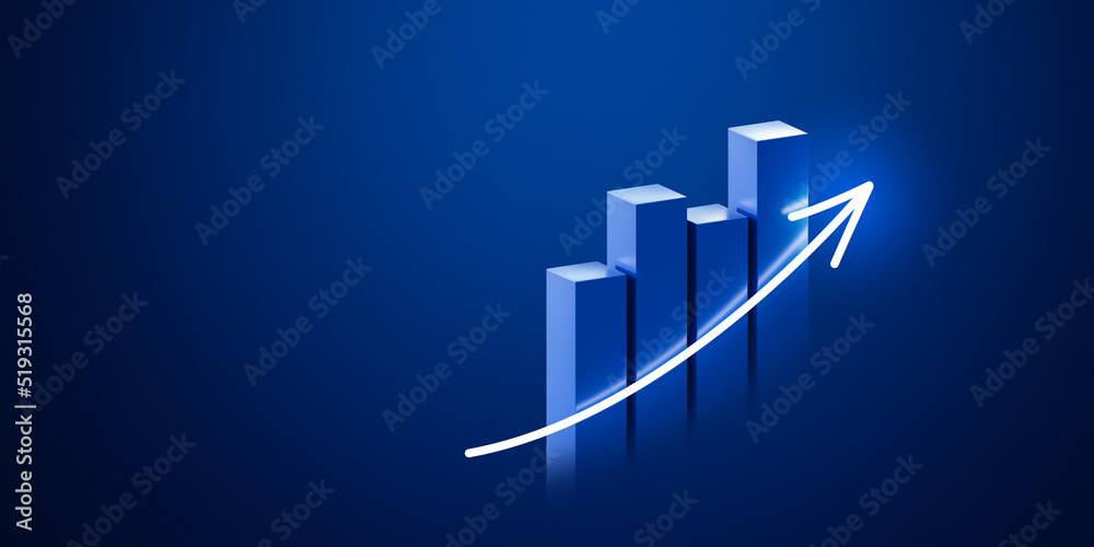 Growth business strategy arrow concept on success target improvement 3d ...