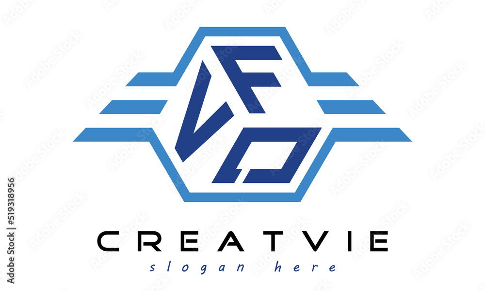 VFD three letter geometrical wings logo design vector template ...