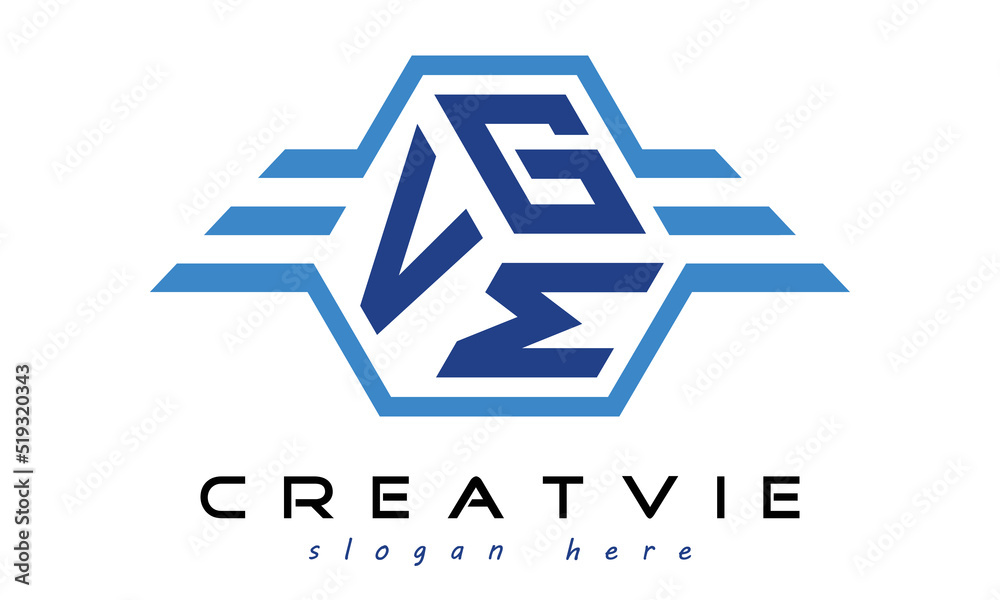 VGM three letter geometrical wings logo design vector template ...