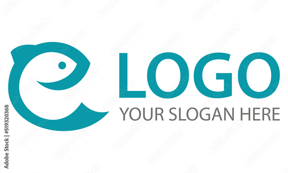 Blue Color Simple Shape Line art Fish Logo Design Stock Vector | Adobe ...