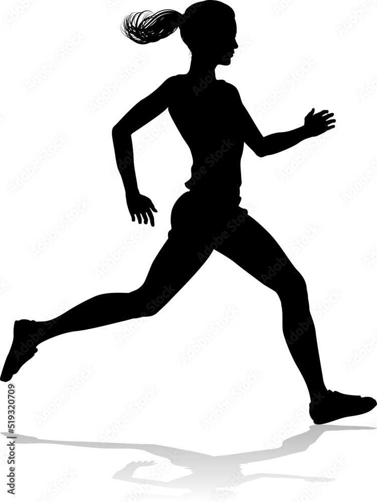 Silhouette Runner Woman Sprinter or Jogger Person Stock Vector | Adobe ...