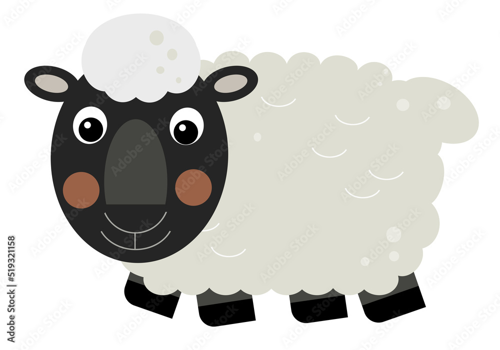 Cartoon happy sheep is standing and looking illustration Stock ...