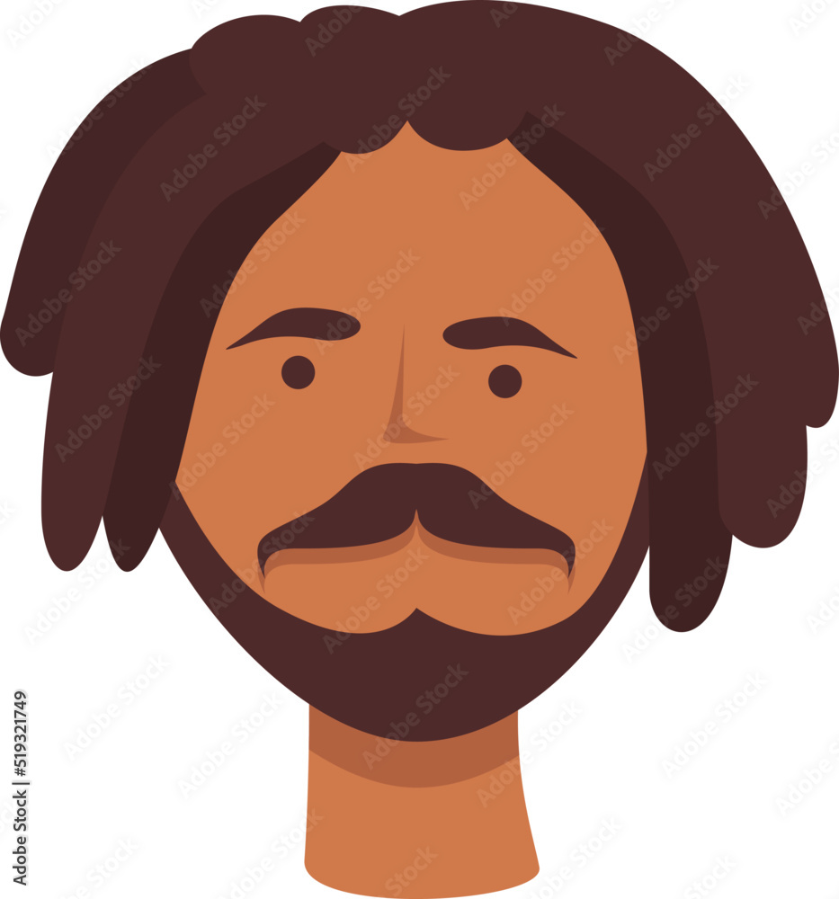 Dreadlocks and mustache icon cartoon vector. African hair. Afro rasta ...