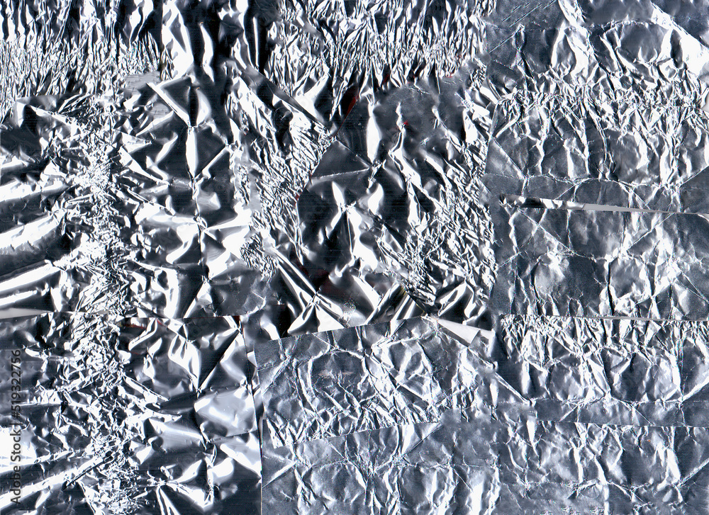 Silver foil background with shiny crumpled surface for texture ...
