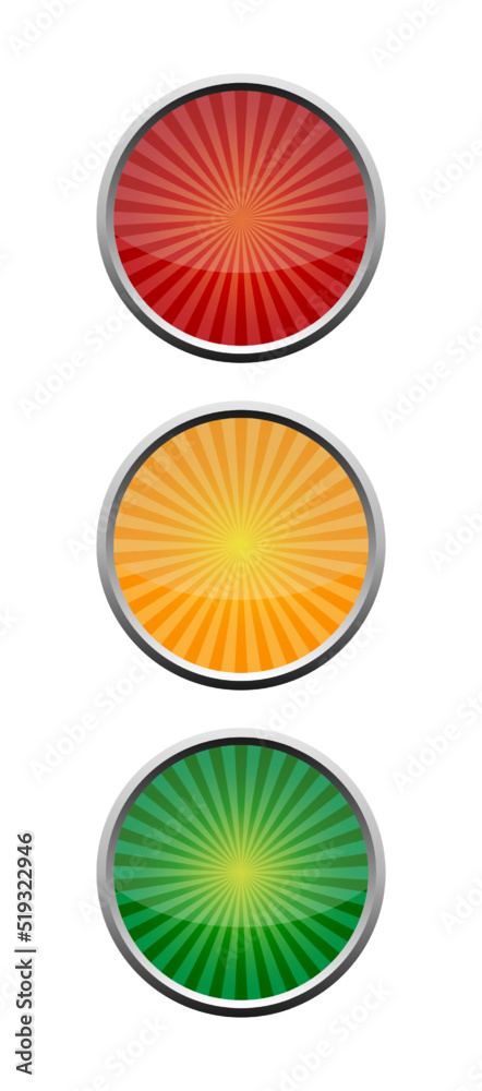 Traffic lights and lamps of green, red, yellow colors. Isolated traffic ...
