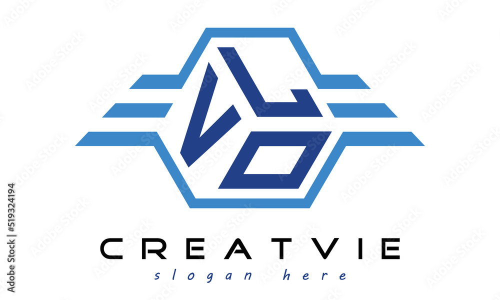 VLO three letter geometrical wings logo design vector template ...